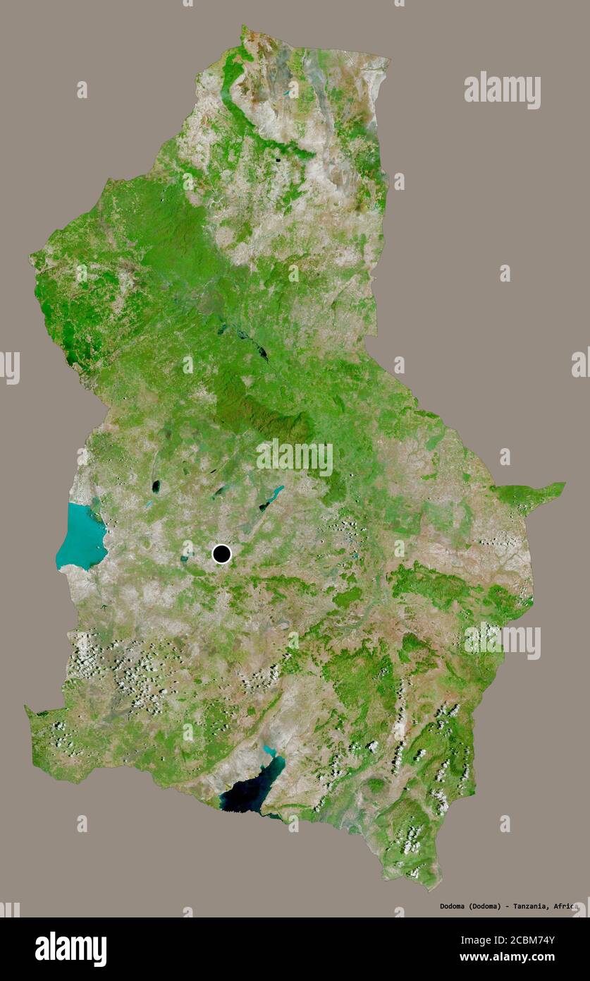 Shape of Dodoma, region of Tanzania, with its capital isolated on a ...