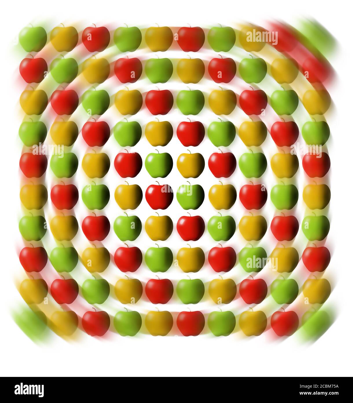 Red, yellow and green apples are seen in a geometric pattern in this ...