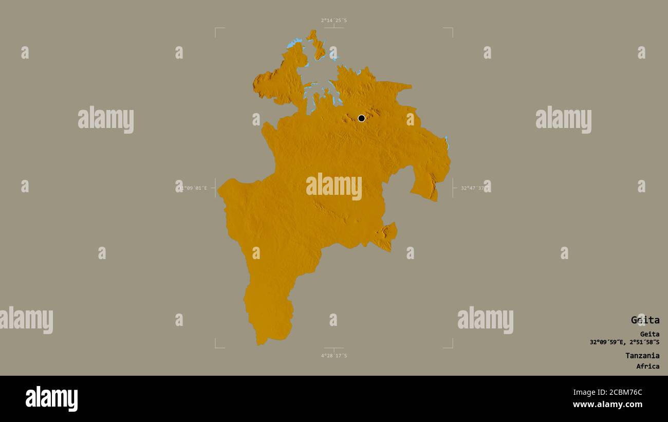 Area of Geita, region of Tanzania, isolated on a solid background in a ...