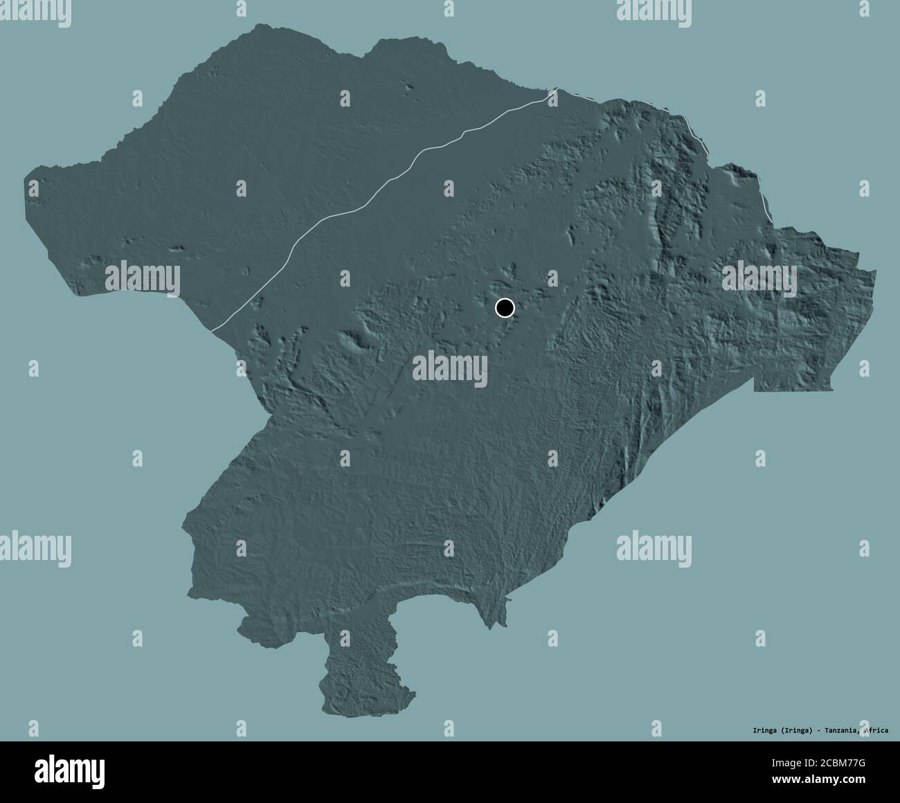 Shape of Iringa, region of Tanzania, with its capital isolated on a ...