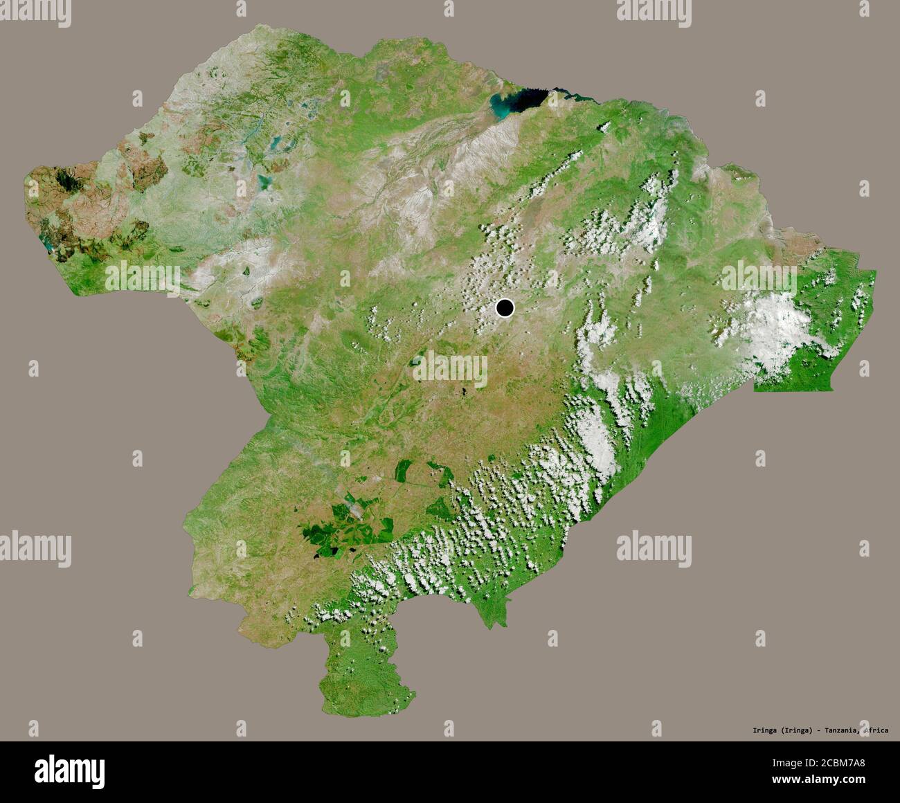 Shape of Iringa, region of Tanzania, with its capital isolated on a ...