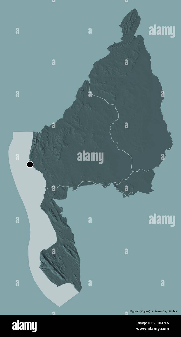Shape of Kigoma, region of Tanzania, with its capital isolated on a ...
