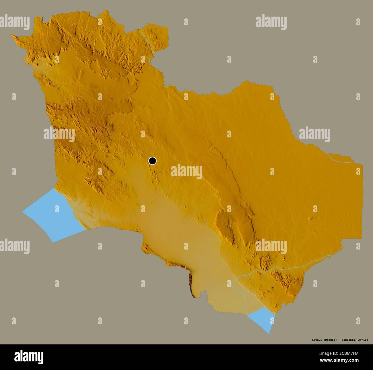 Shape of Katavi, region of Tanzania, with its capital isolated on a ...