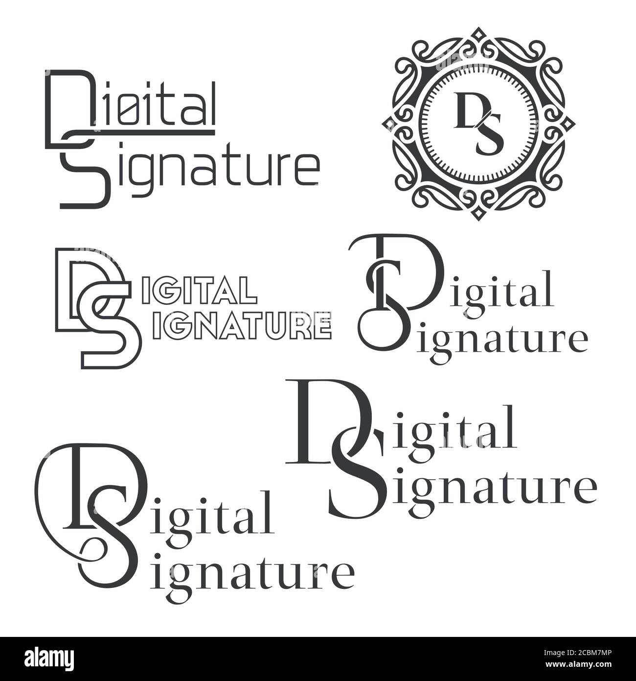 Set of text logos Digital signature.Letters DS. Monogram. Business ...