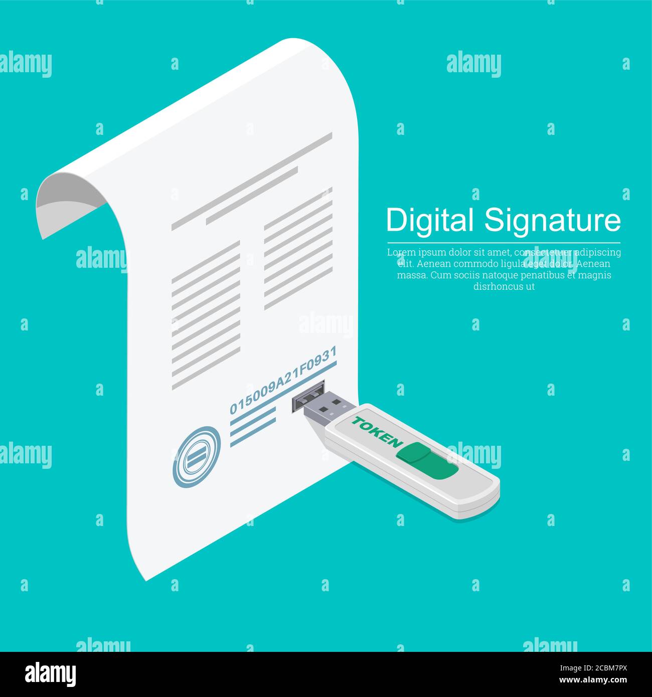 USB memory stick and a document with a connector.Concept of the digital ...