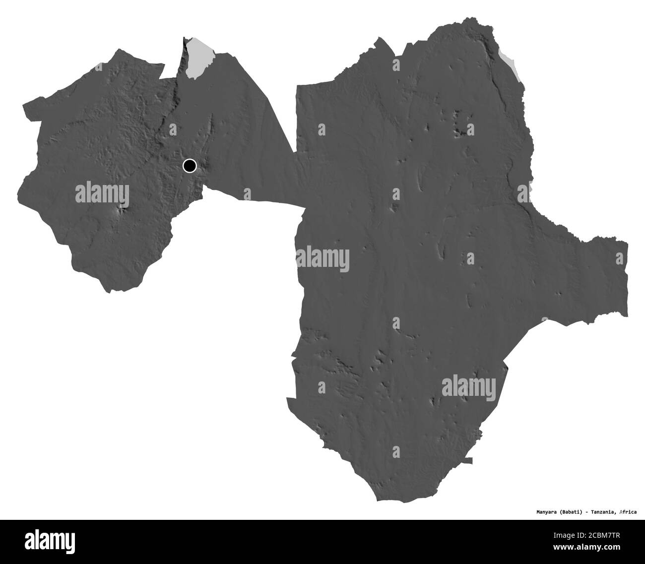 Shape of Manyara, region of Tanzania, with its capital isolated on ...