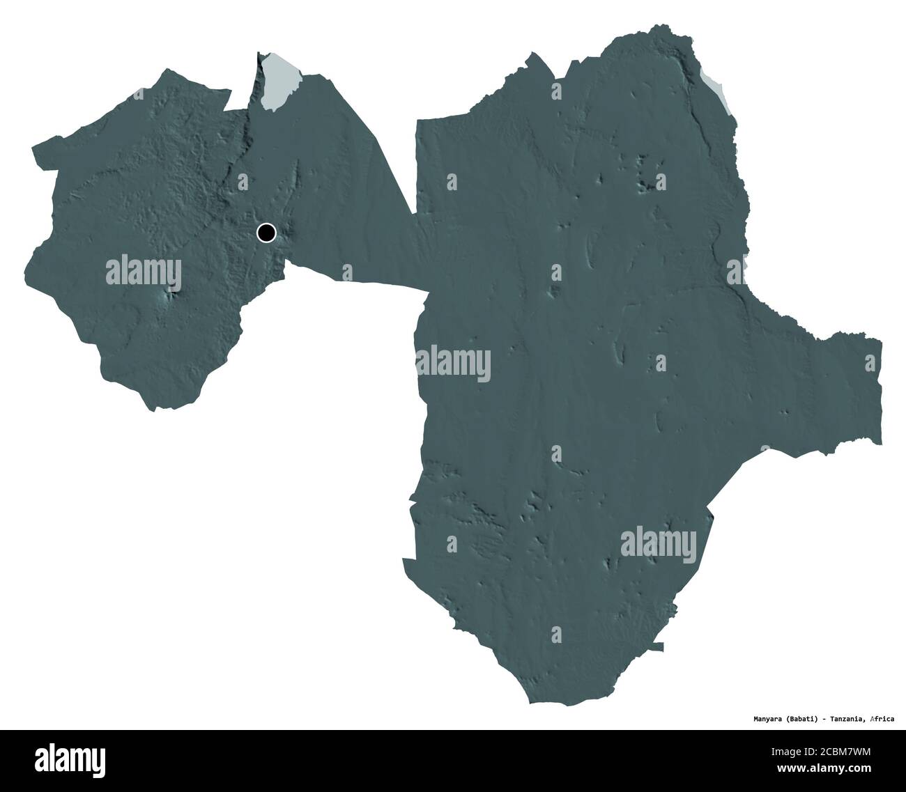 Shape of Manyara, region of Tanzania, with its capital isolated on ...
