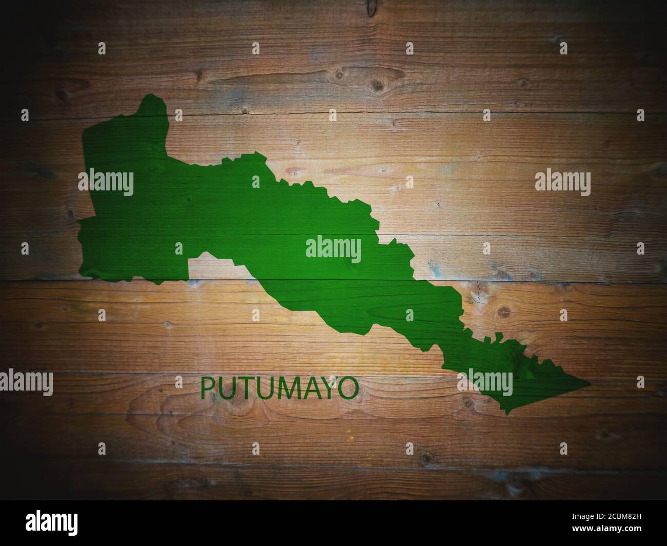 Map of Putumayo Department, Colombia, on wooden background, 3D ...