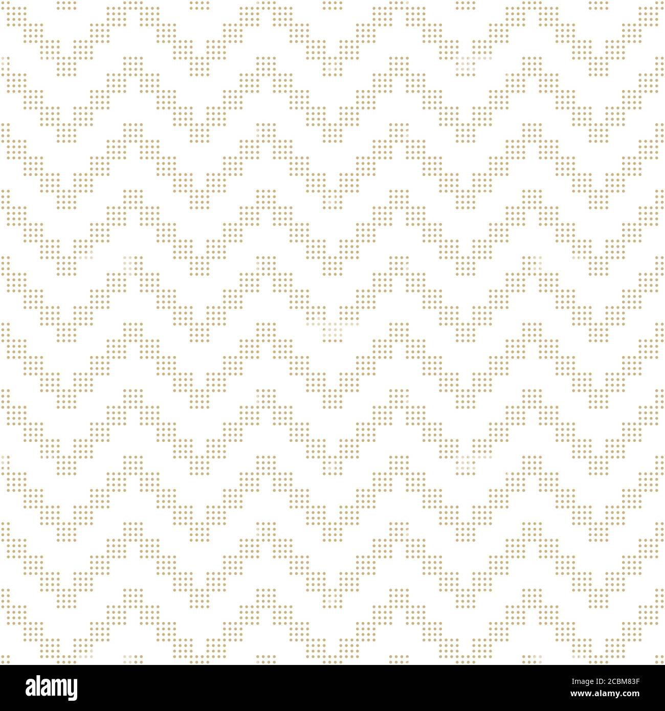 Vector Seamless Pattern Modern Stylish Texture Regularly Repeating Dotted Zigzag Shapes With