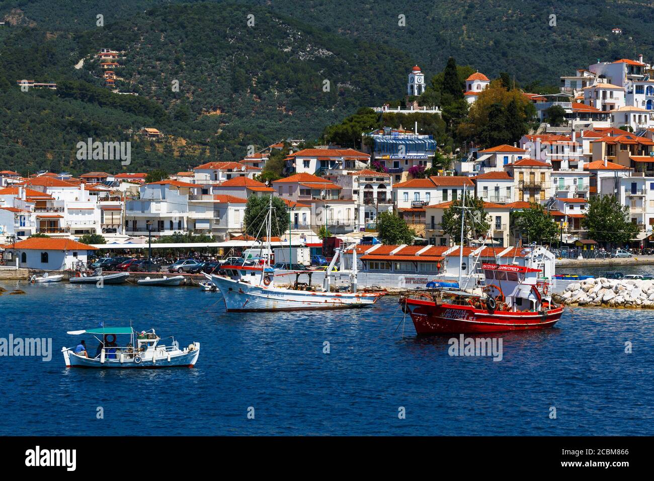 View of the harbour on Skiathos island, Greece Stock Photo - Alamy
