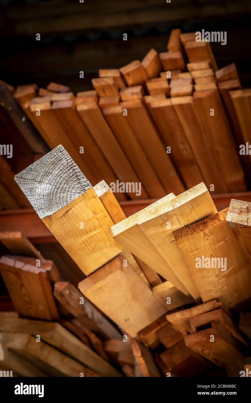 pile of timber in woodworking industry Stock Photo - Alamy