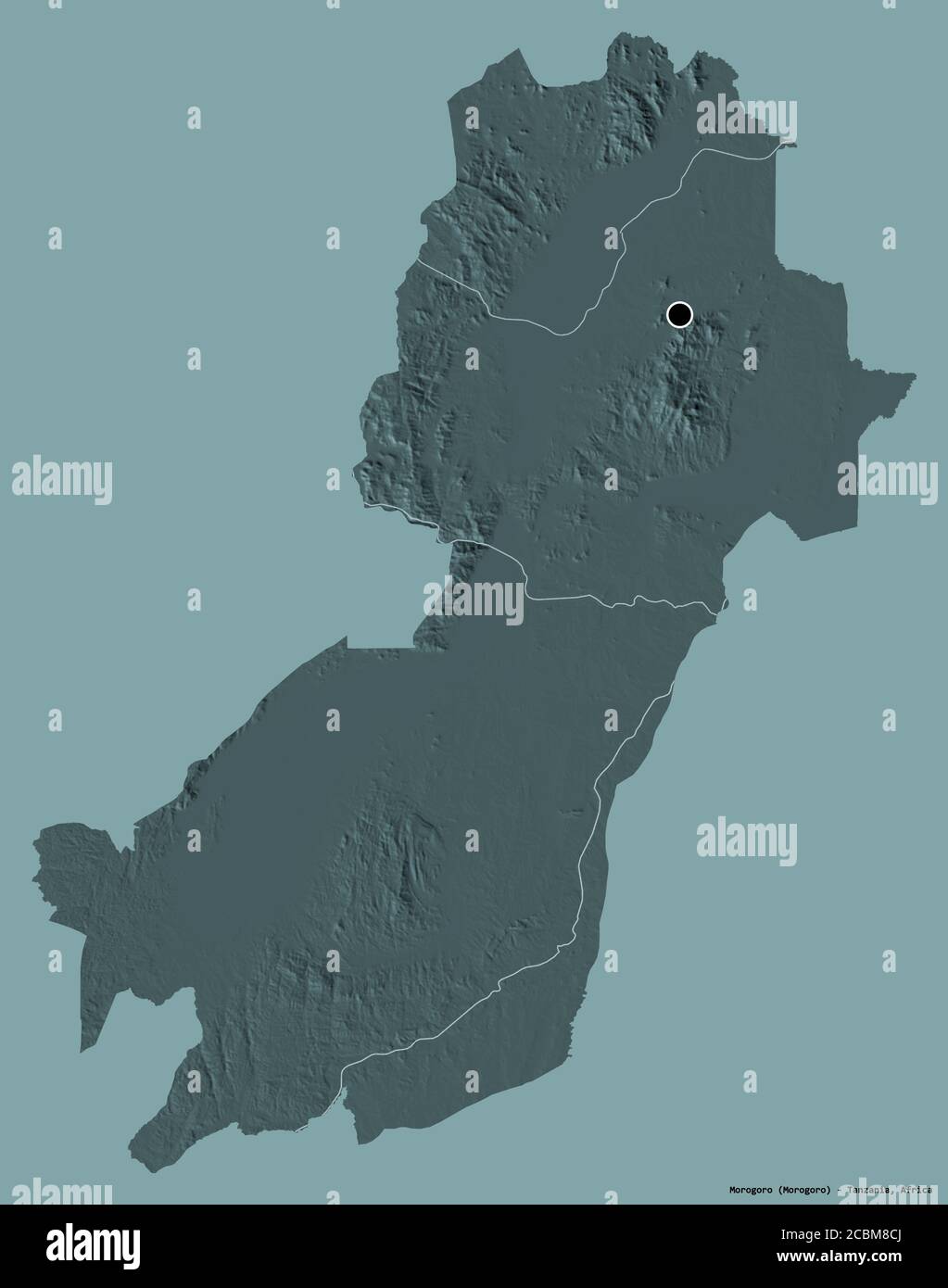 Shape of Morogoro, region of Tanzania, with its capital isolated on a ...