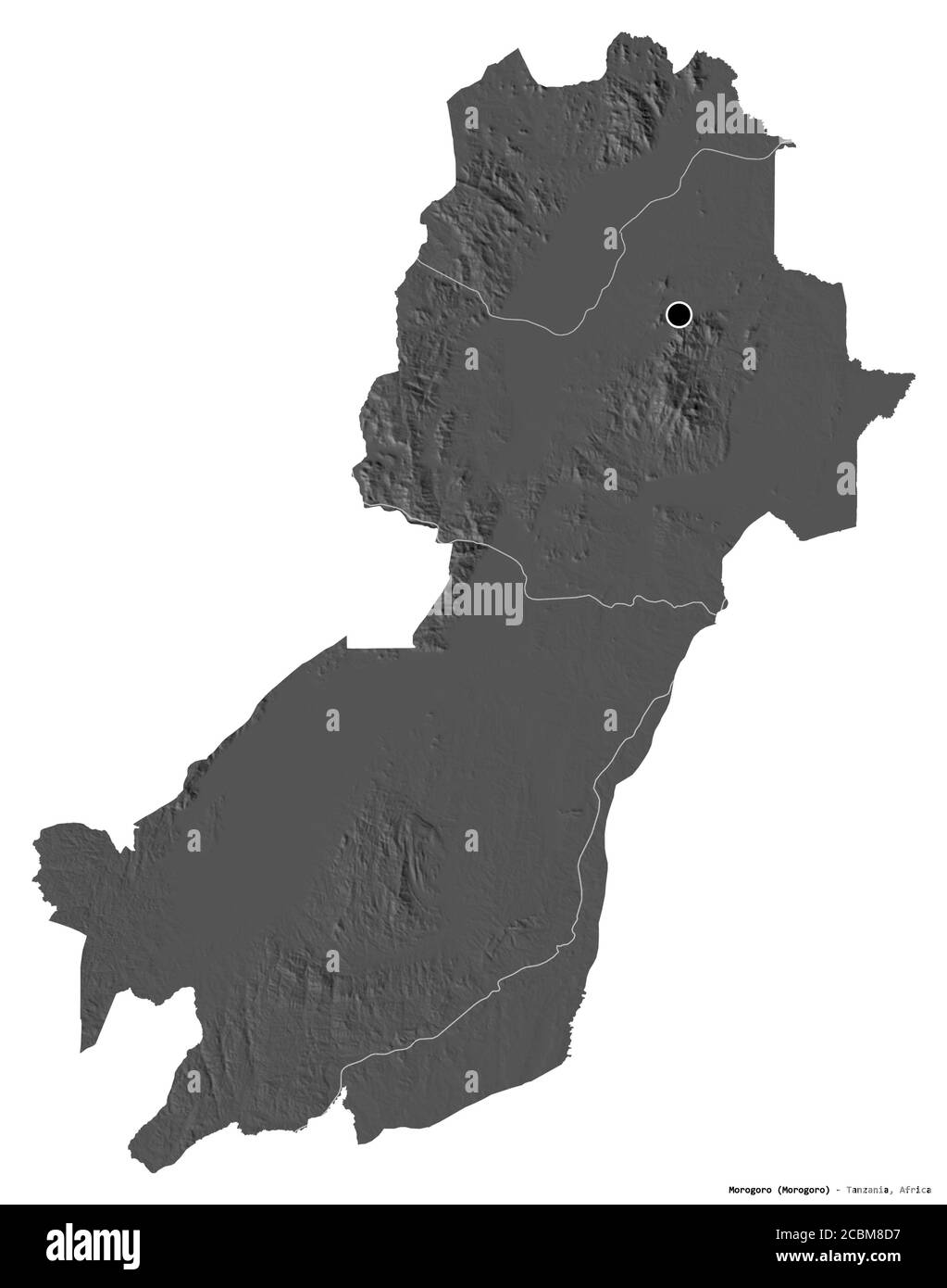 Shape of Morogoro, region of Tanzania, with its capital isolated on ...
