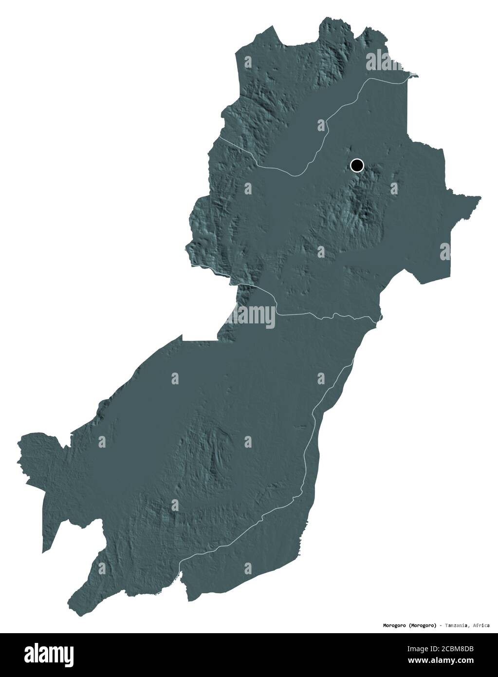 Shape of Morogoro, region of Tanzania, with its capital isolated on ...