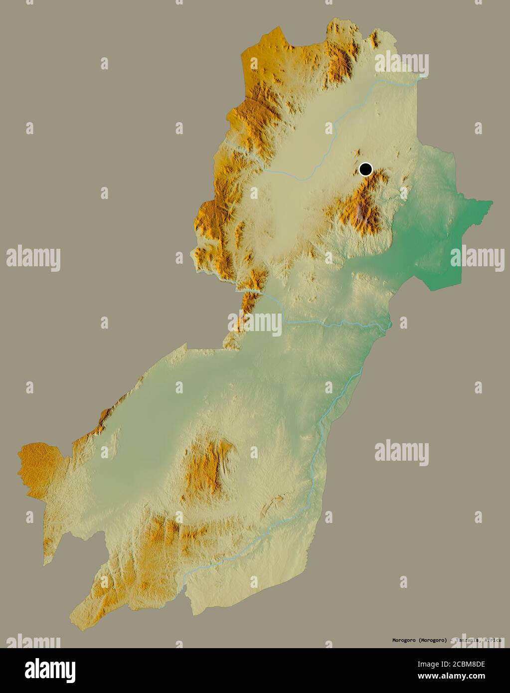 Shape of Morogoro, region of Tanzania, with its capital isolated on a ...