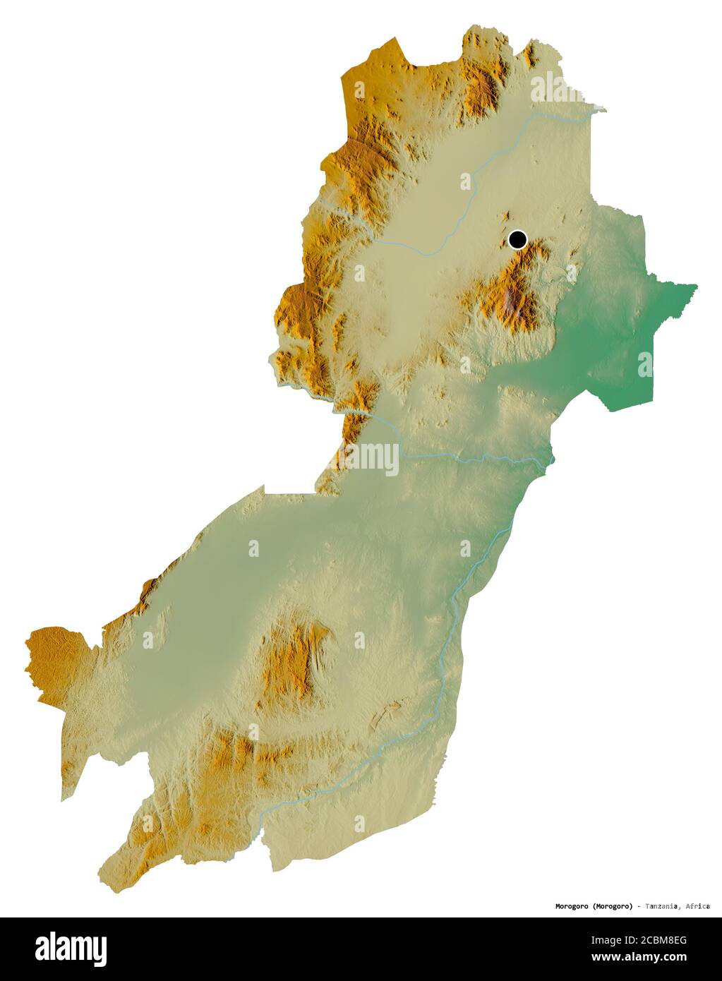 Shape of Morogoro, region of Tanzania, with its capital isolated on ...