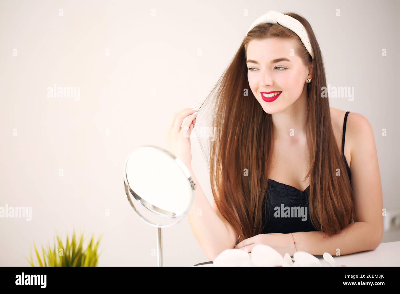 Beautiful young woman with clean fresh skin Stock Photo - Alamy