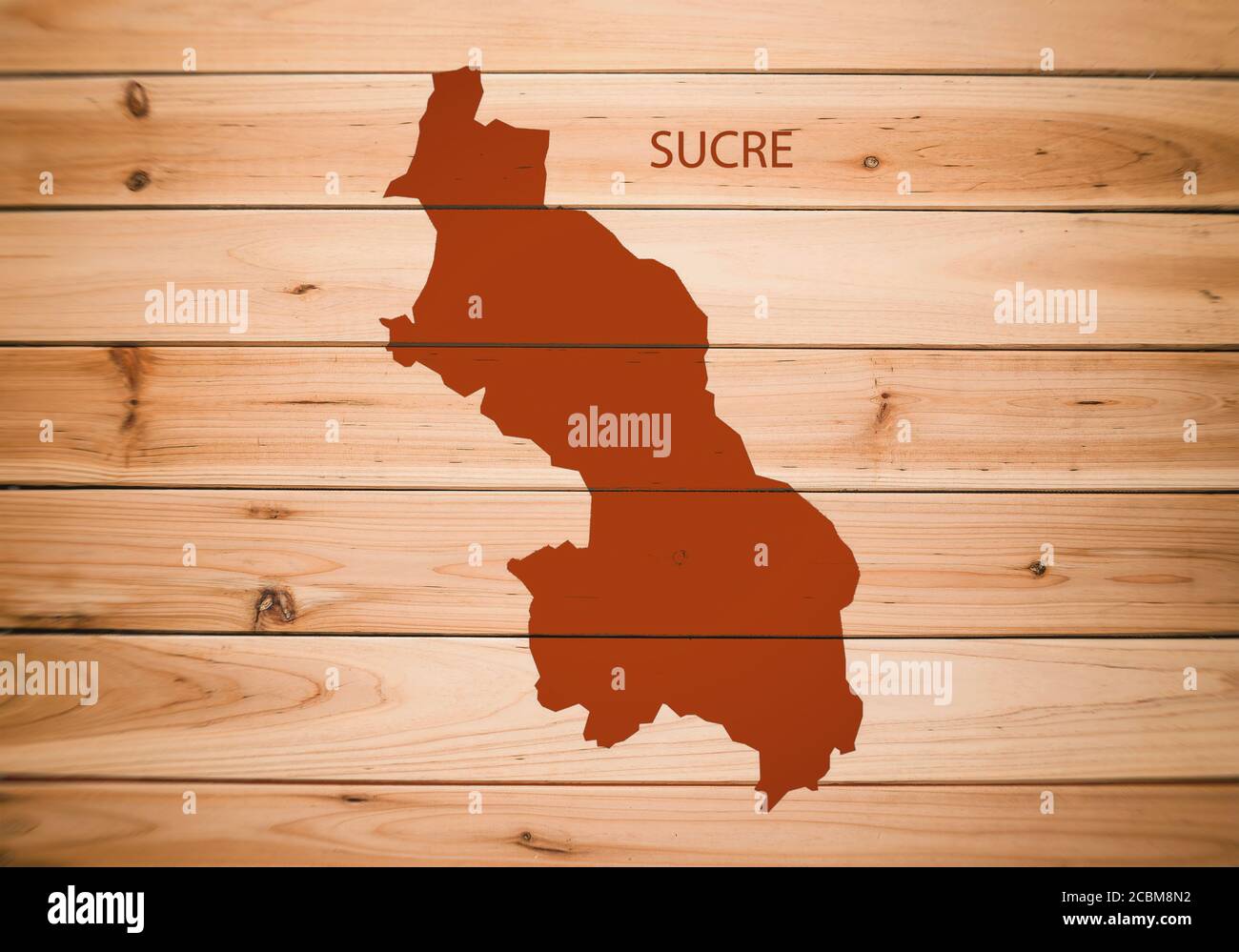 Map of Sucre Department, Colombia, on wooden background, 3D ...