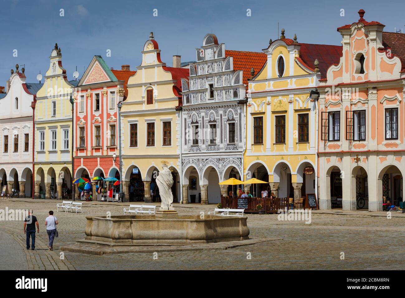Architecture in the main square of the historical town of Telc Stock ...