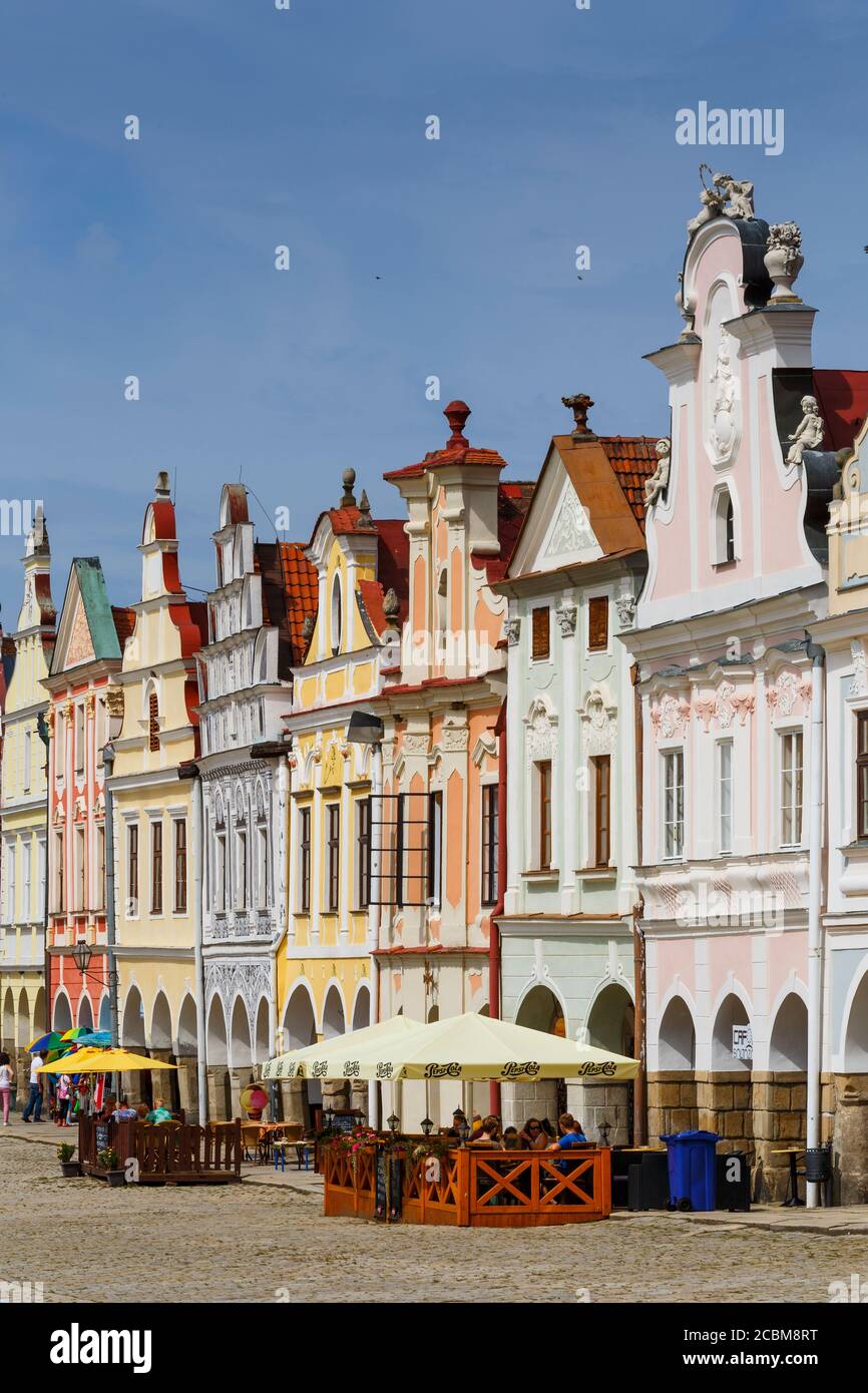 Architecture in the main square of the historical town of Telc Stock ...