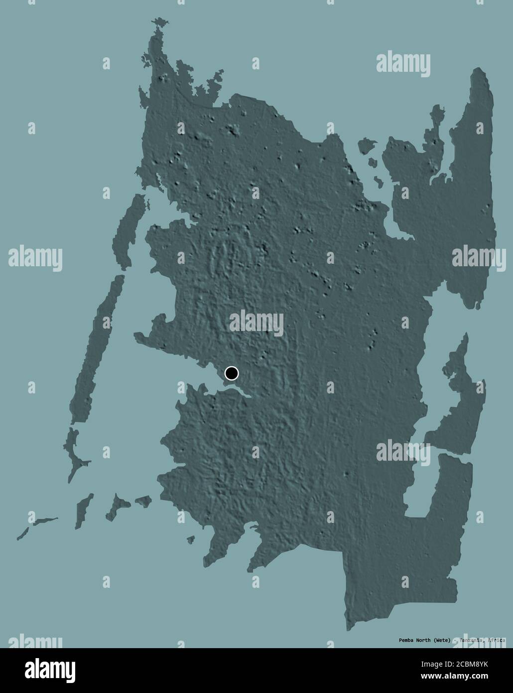 Shape of Pemba North, region of Tanzania, with its capital isolated on ...