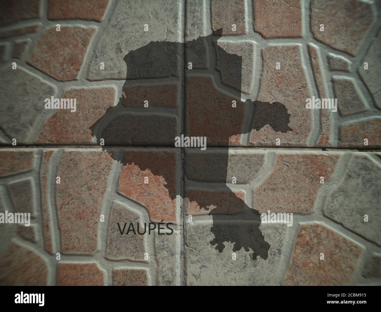 Map of Vaupés Department , Colombia, ceramic tiles in the background ...