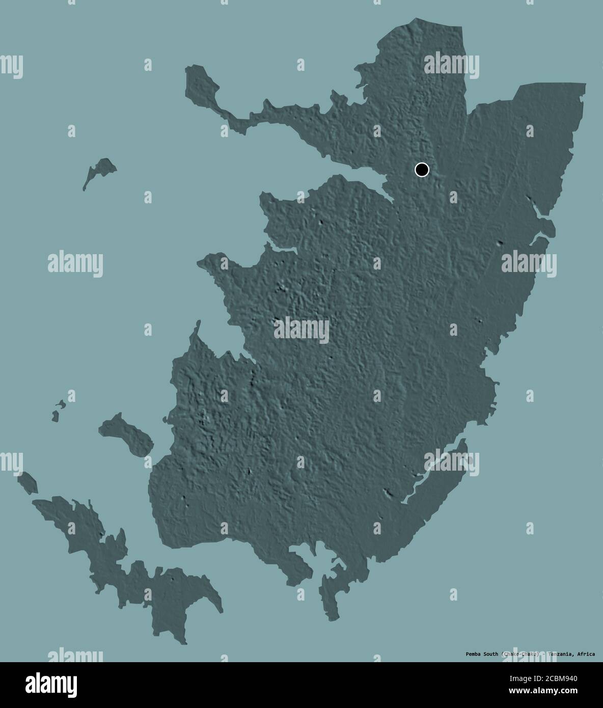 Shape of Pemba South, region of Tanzania, with its capital isolated on ...