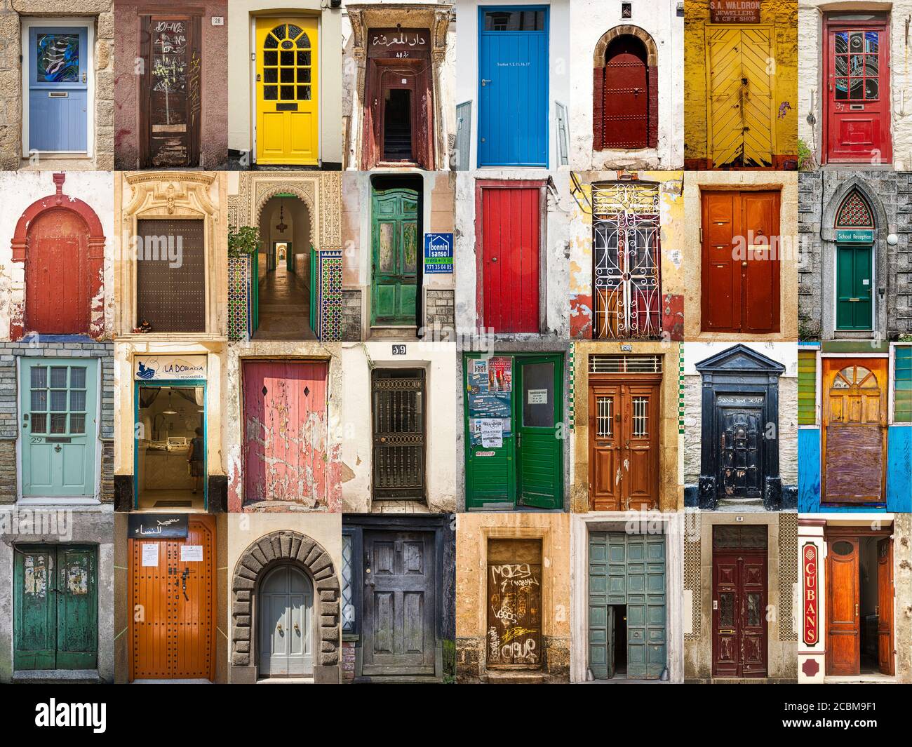 Collage of Worldwide doors Stock Photo - Alamy