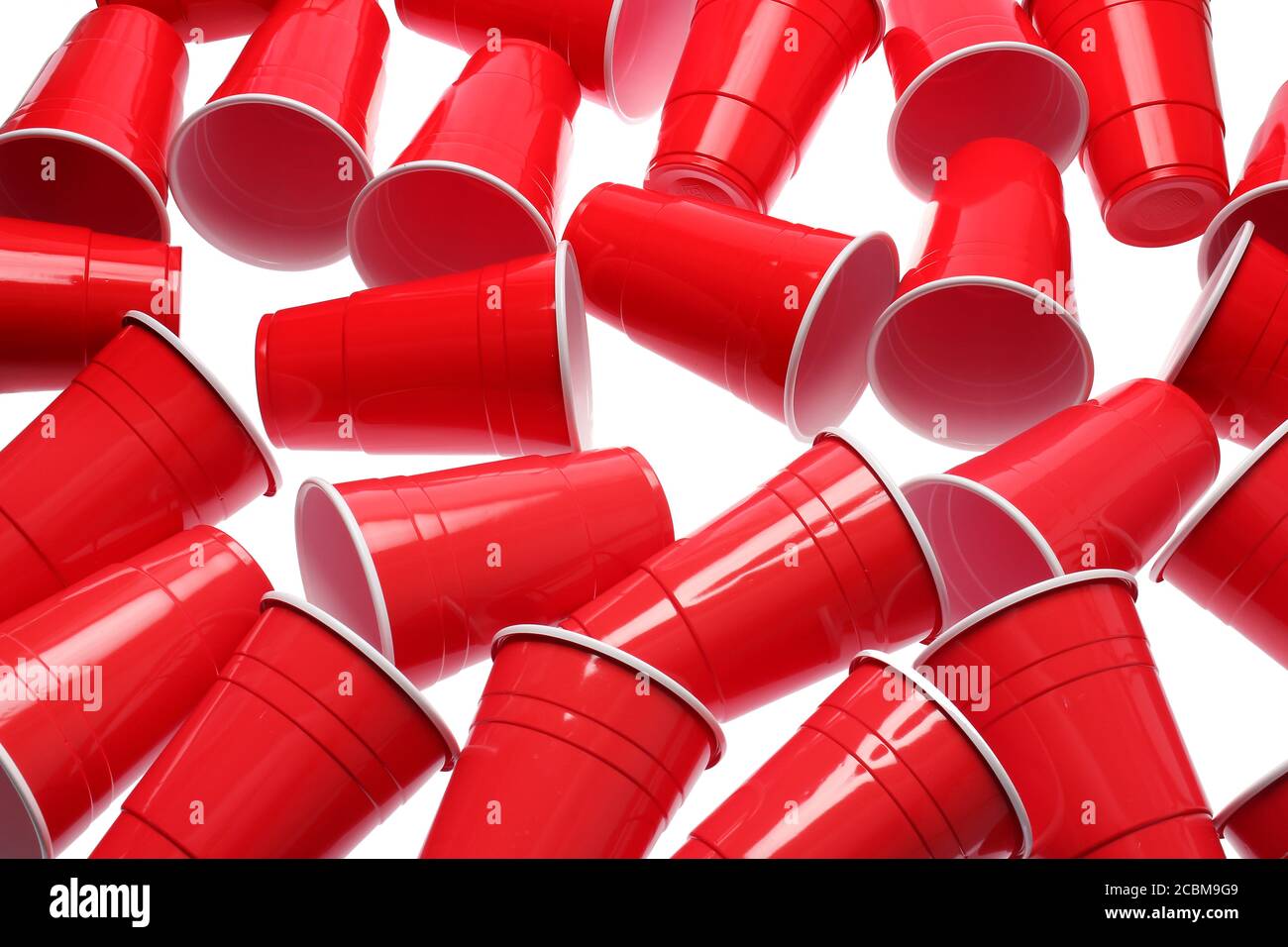 Red Plastic Cups on White Background Stock Photo - Alamy
