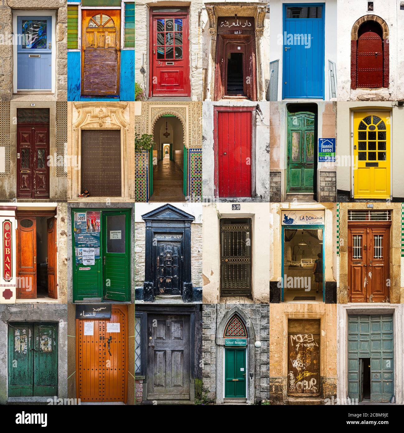 Collage of Worldwide doors Stock Photo - Alamy