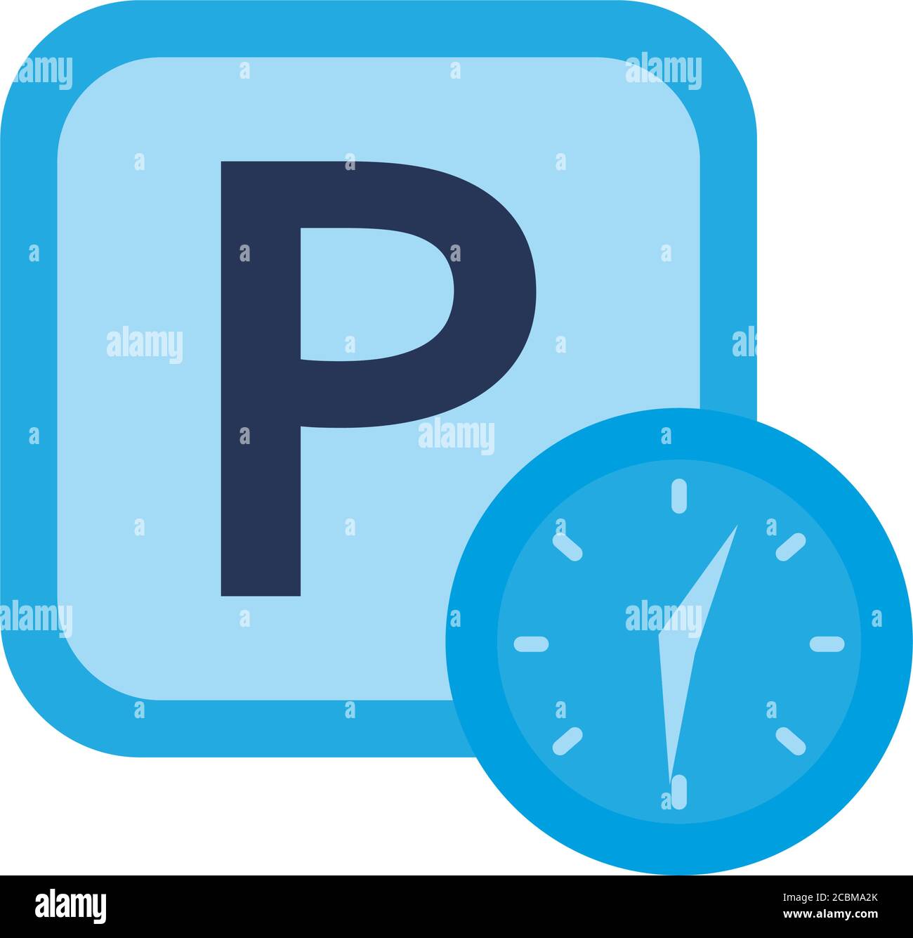 parking road sign frame and clock flat style icon design, Park and ...