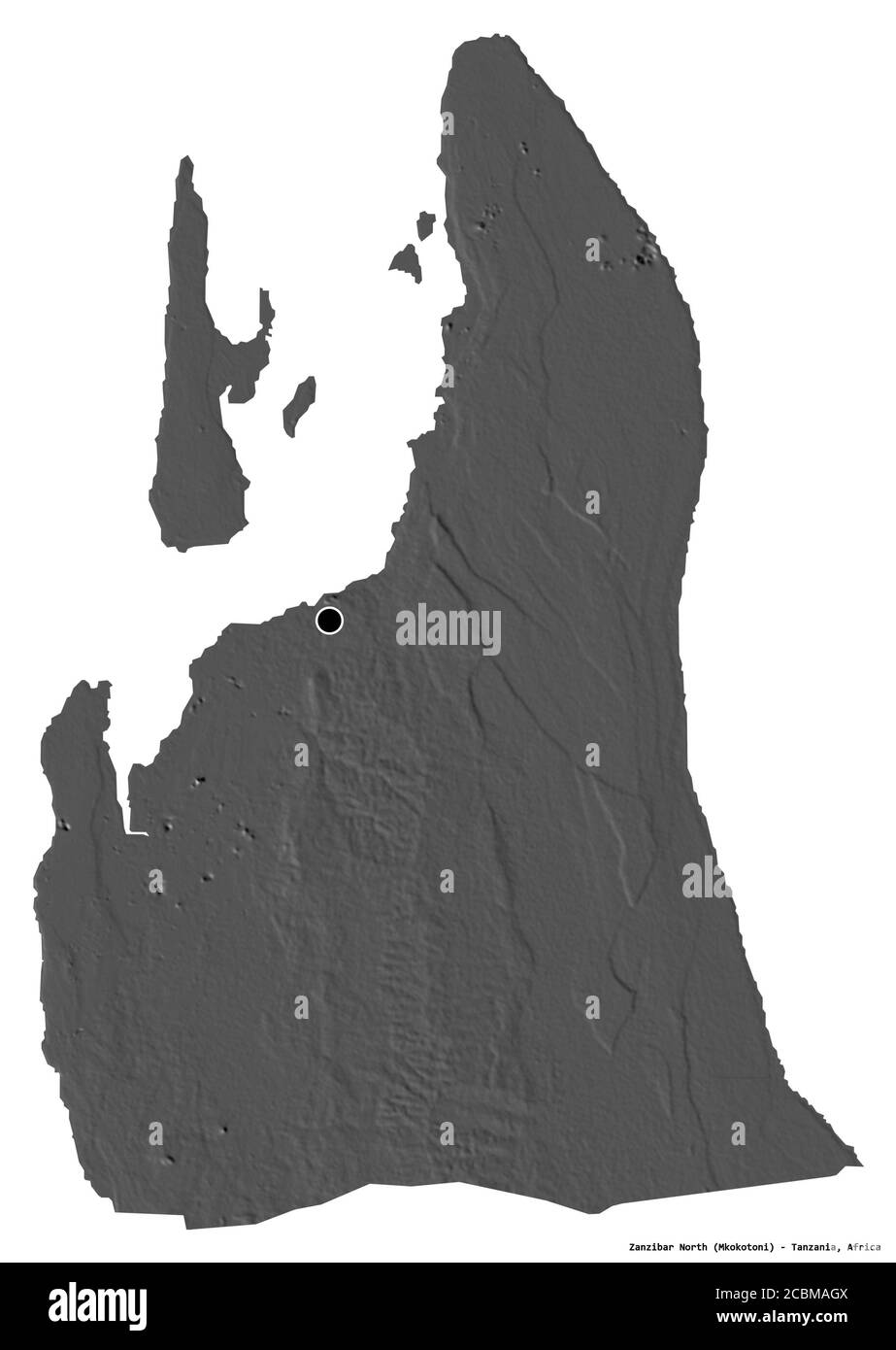 Shape of Zanzibar North, region of Tanzania, with its capital isolated ...
