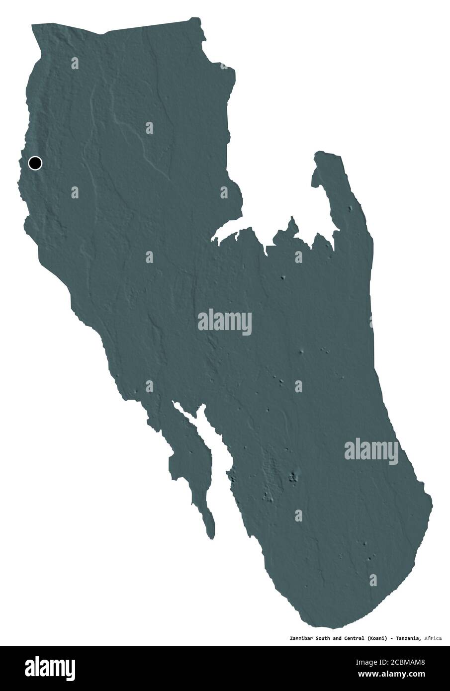 Shape of Zanzibar South and Central, region of Tanzania, with its ...