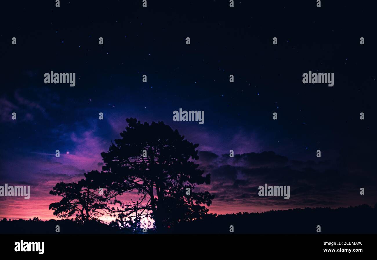 Purple Night Sky During Perseif Meteor Shower Stock Photo - Alamy