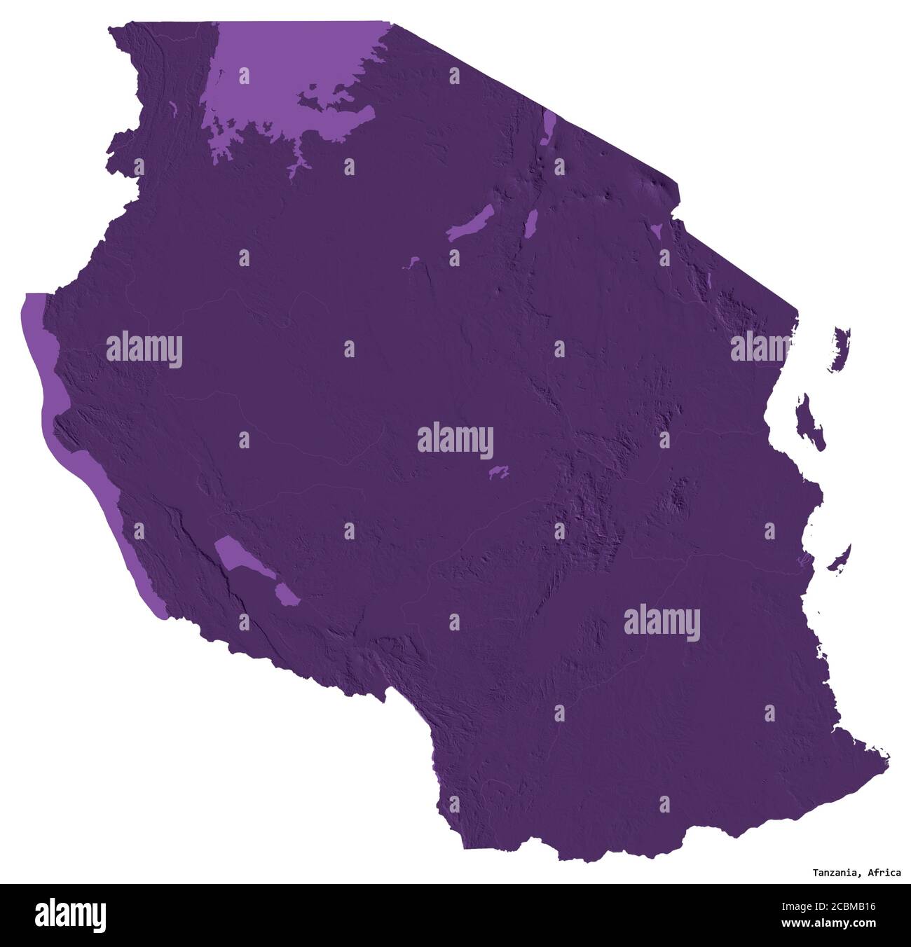 Shape of Tanzania with its capital isolated on white background ...