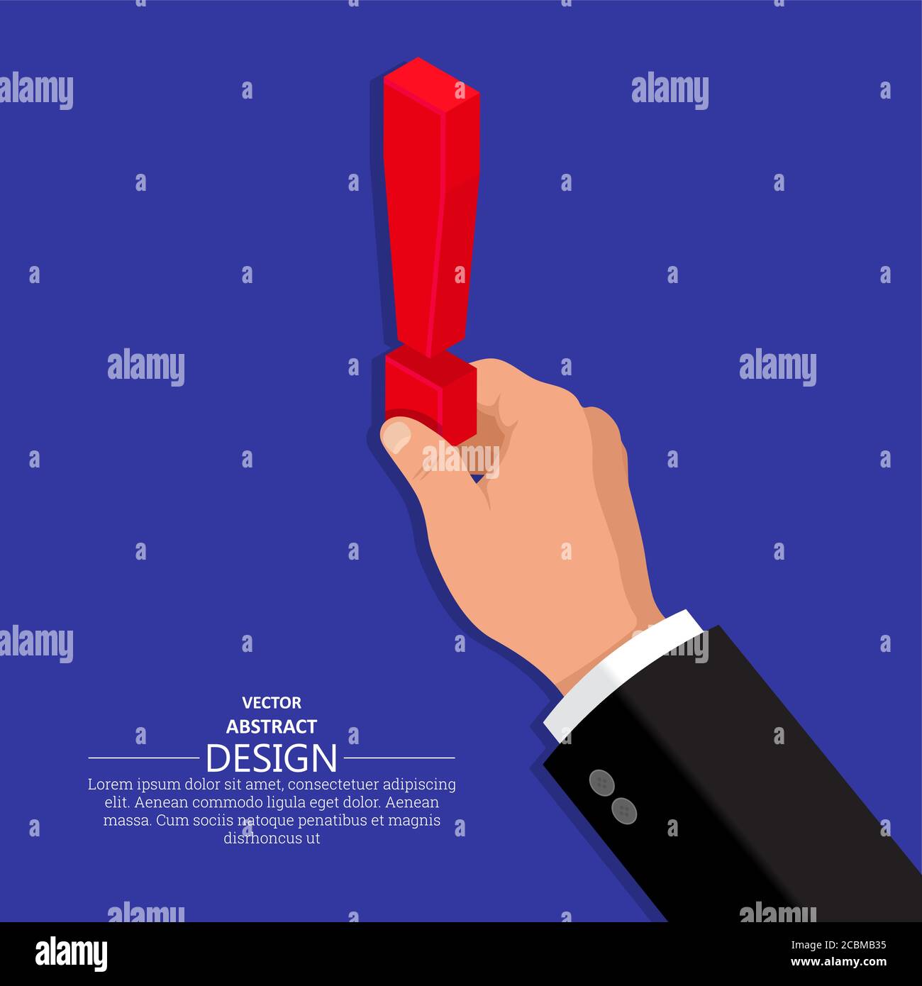 The hand keeps the exclamation mark in a suit. Concept of prevention ...