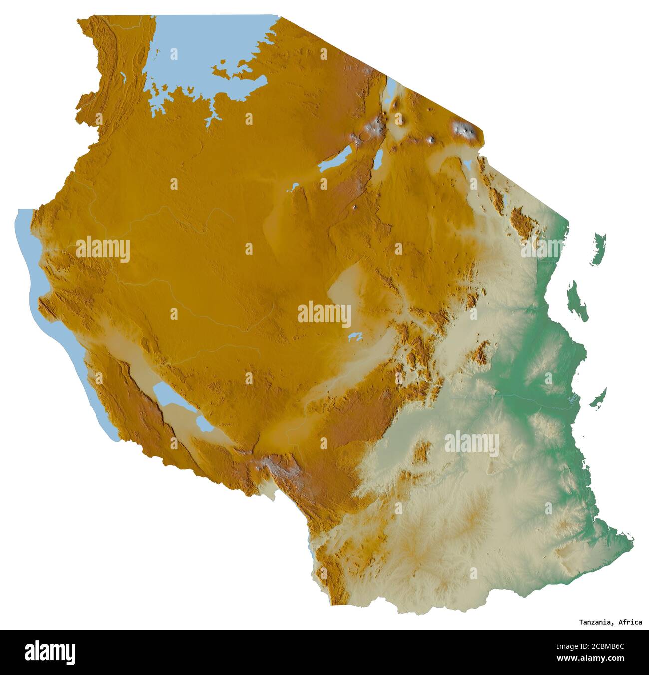 Shape of Tanzania with its capital isolated on white background ...