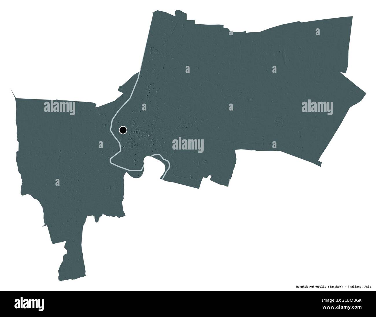 Shape of Bangkok Metropolis, province of Thailand, with its capital ...