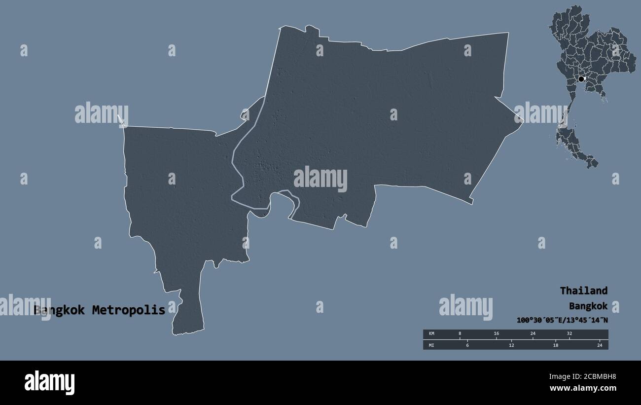 Shape of Bangkok Metropolis, province of Thailand, with its capital ...