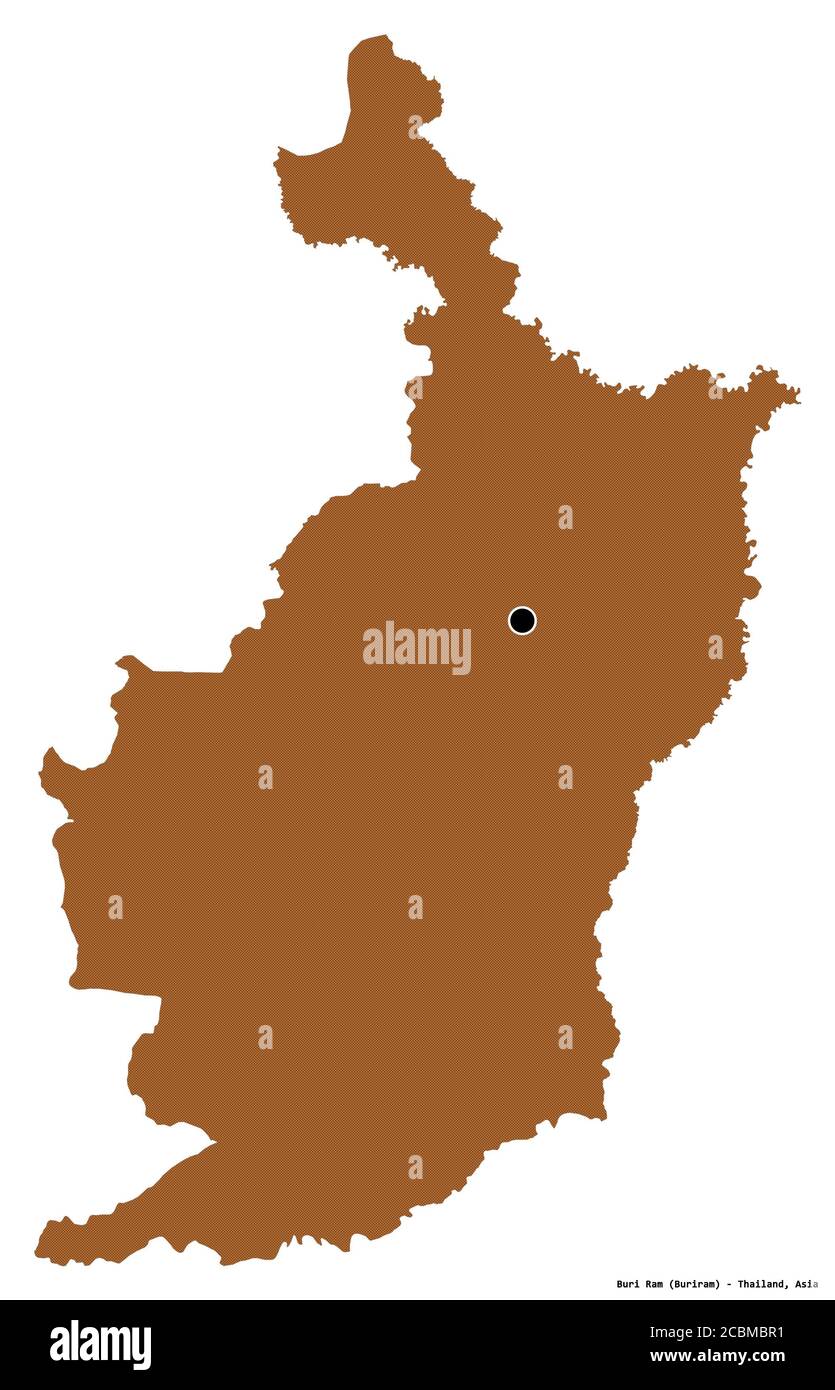 Shape of Buri Ram, province of Thailand, with its capital isolated on ...