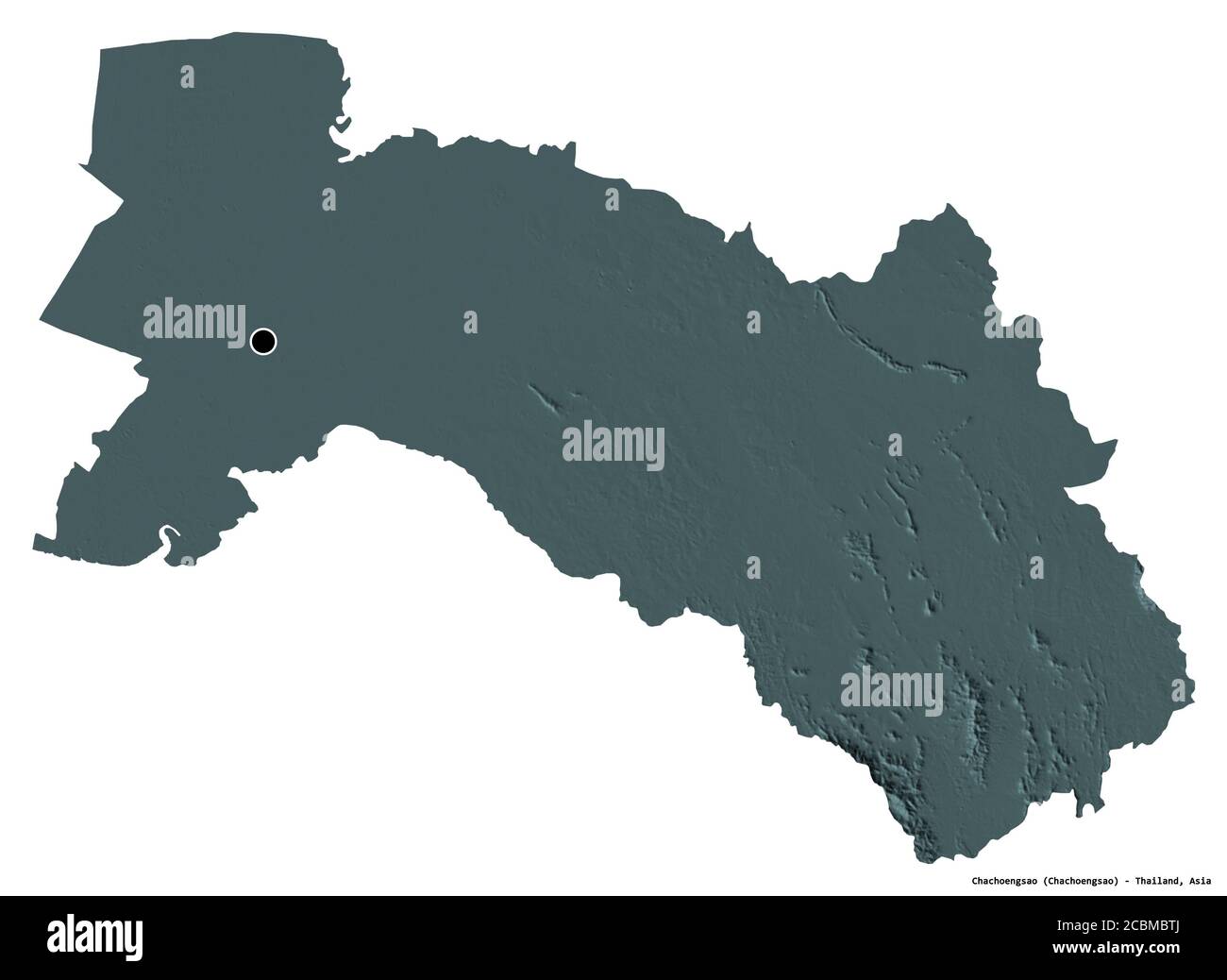 Shape of Chachoengsao, province of Thailand, with its capital isolated ...