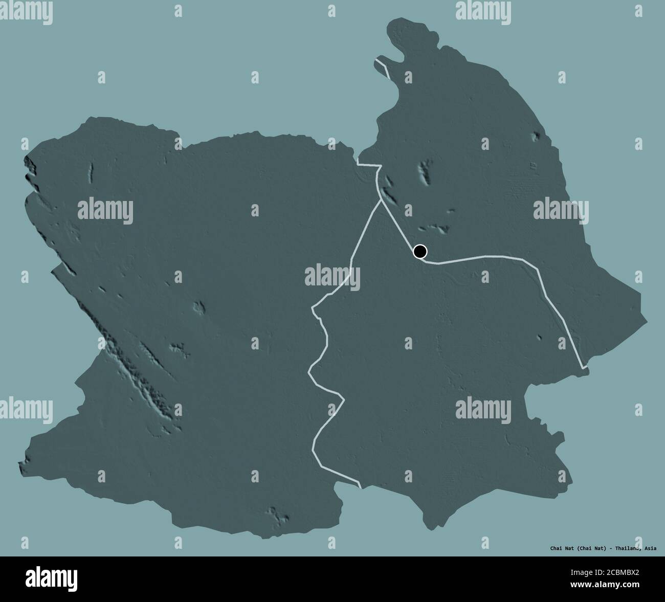 Shape of Chai Nat, province of Thailand, with its capital isolated on a ...