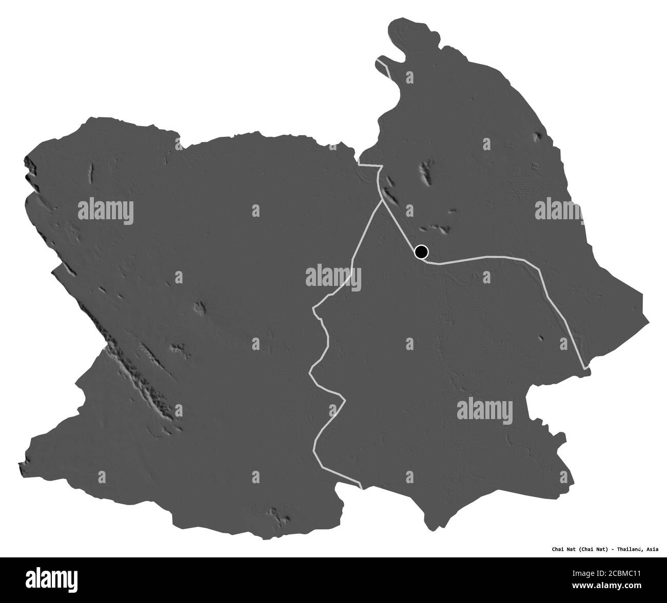 Shape of Chai Nat, province of Thailand, with its capital isolated on ...