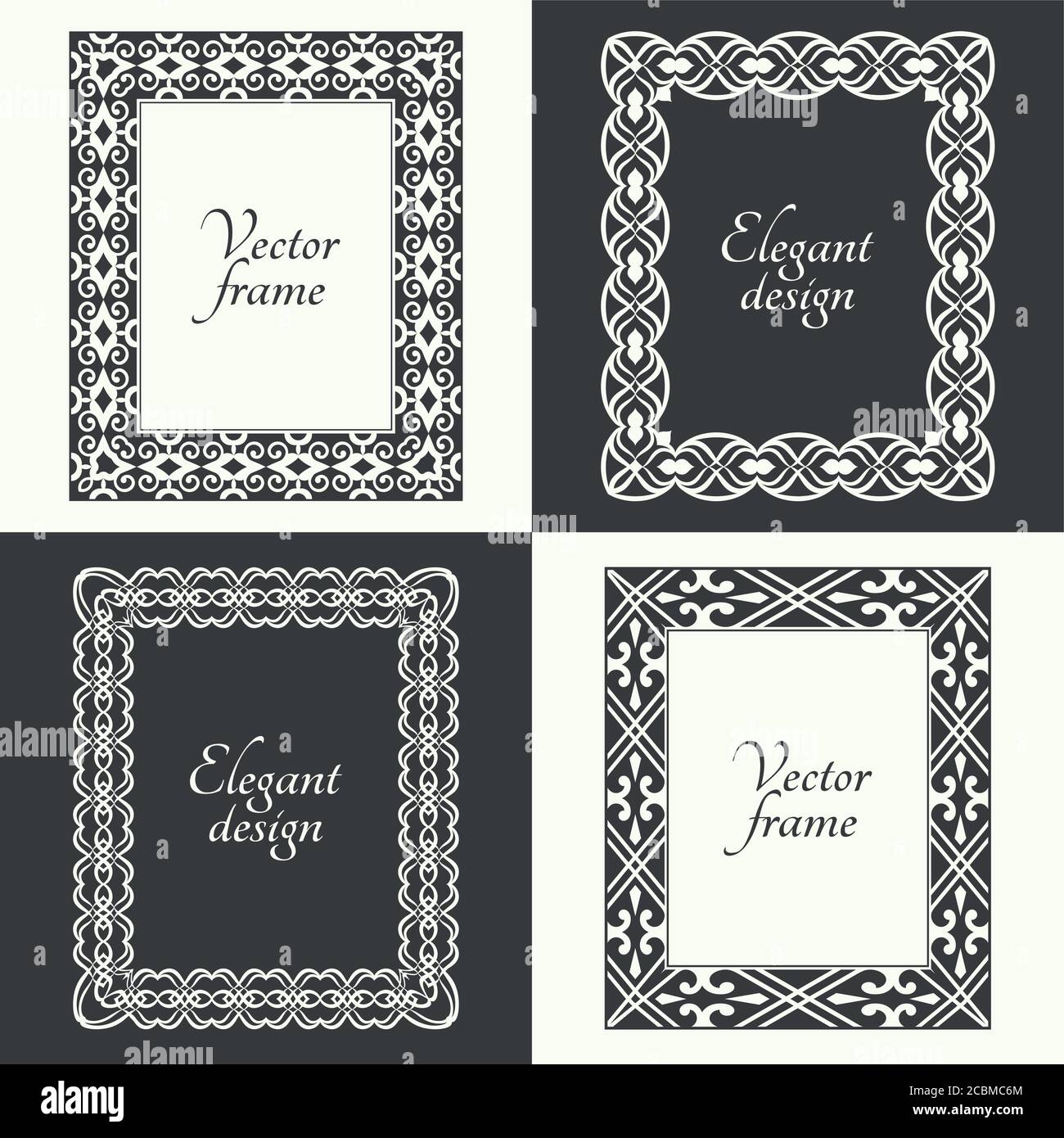 Set of simple rectangle frames. Greeting cards. Wedding invitations ...