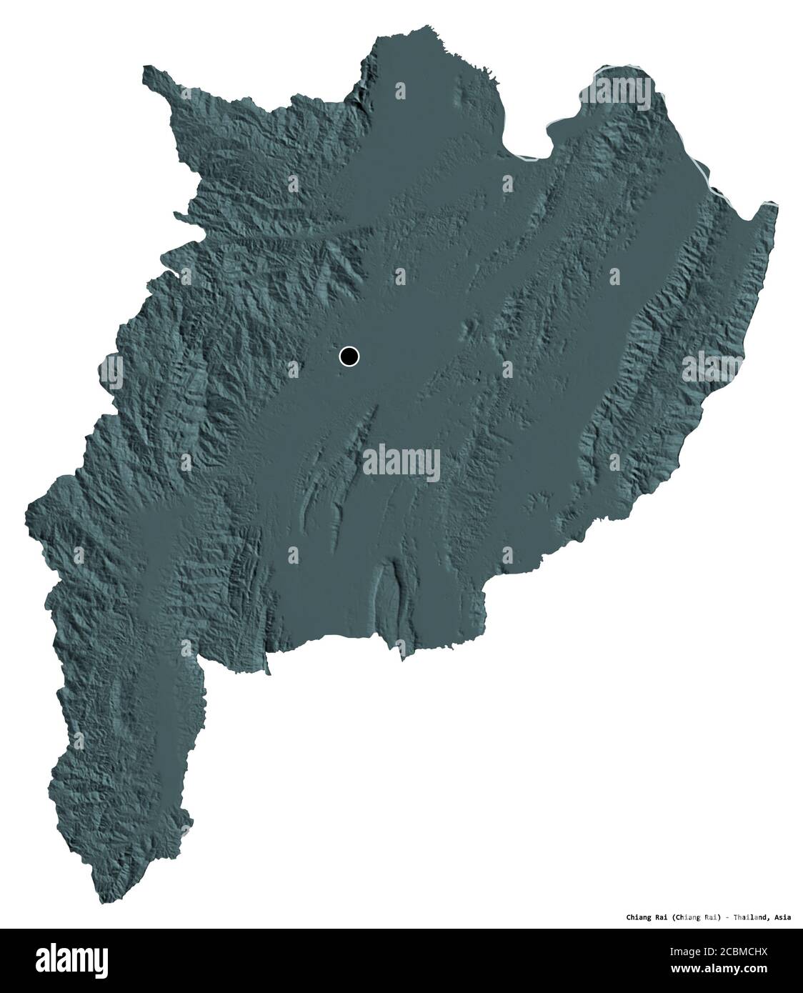 Shape of Chiang Rai, province of Thailand, with its capital isolated on ...