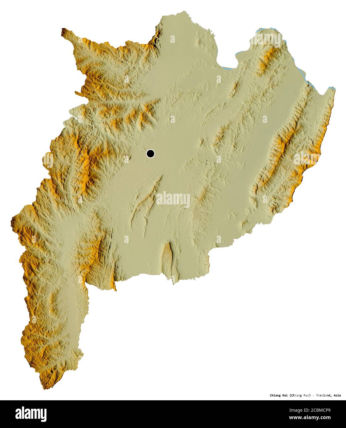 Shape of Chiang Rai, province of Thailand, with its capital isolated on ...