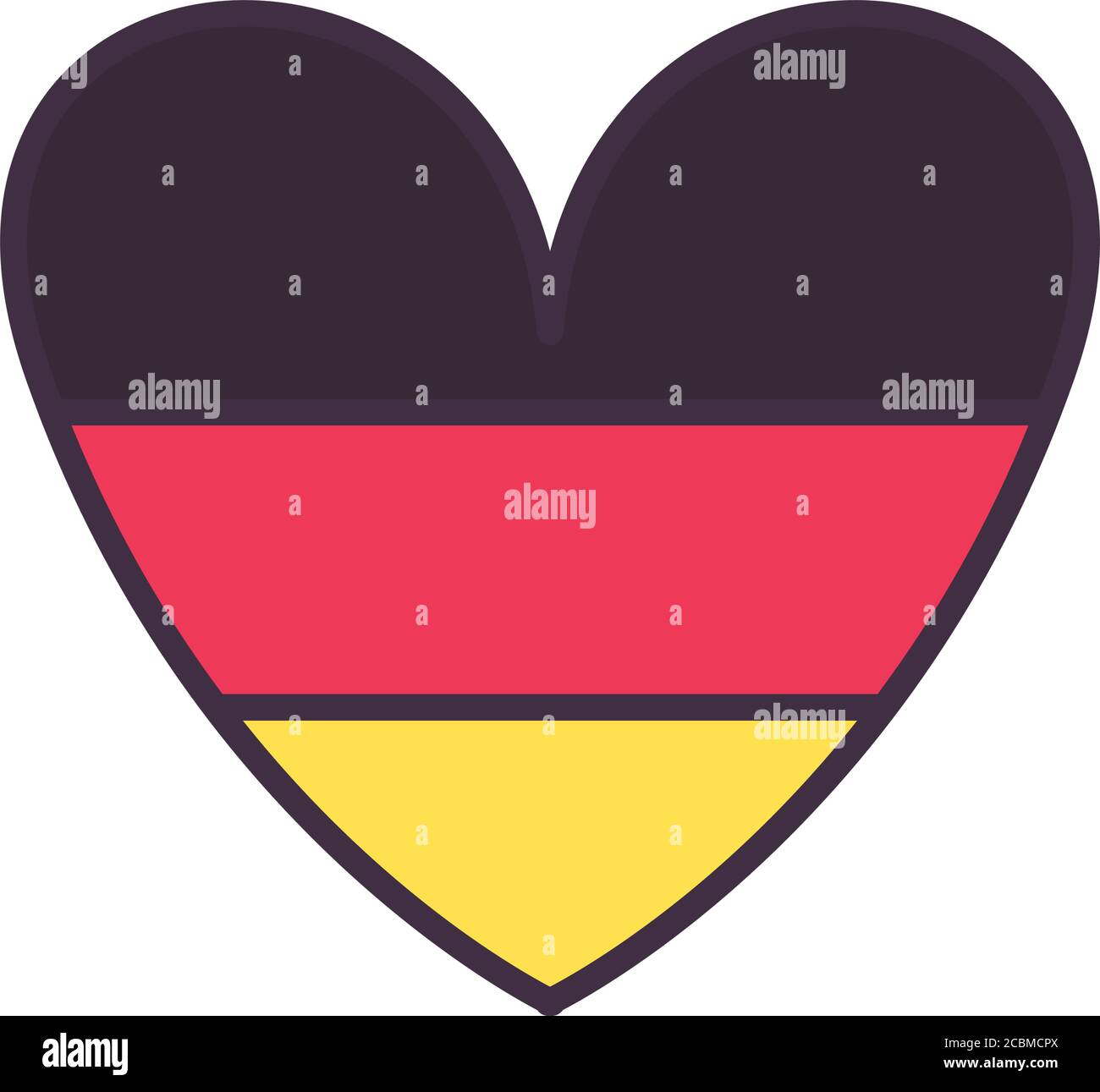 german flag heart line and fill style icon design, Germany landmark and ...