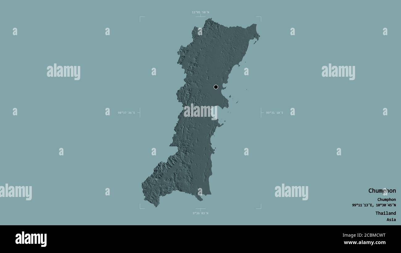Area of Chumphon, province of Thailand, isolated on a solid background ...