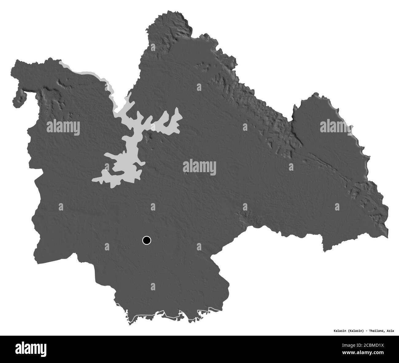 Shape of Kalasin, province of Thailand, with its capital isolated on ...