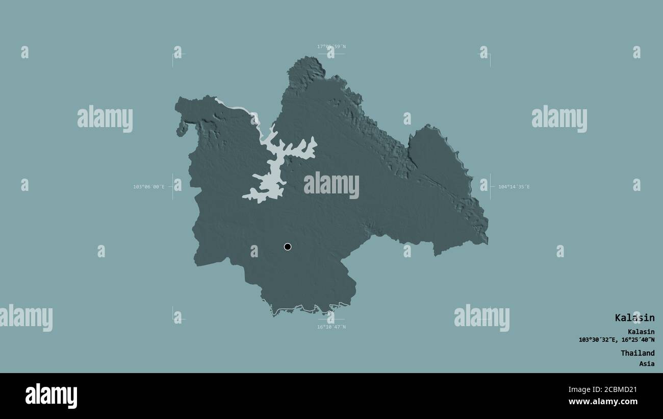 Area of Kalasin, province of Thailand, isolated on a solid background ...